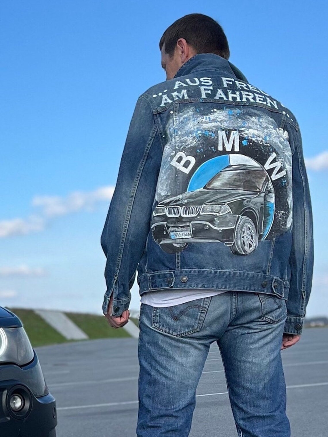 Custom Hand-painted Denim Jacket: BMW Car Enthusiast Gift - Etsy