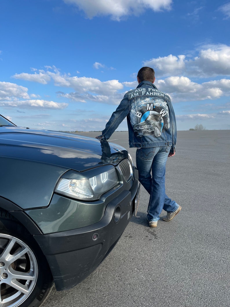 Custom Hand-painted Denim Jacket: BMW Car Enthusiast Gift - Etsy