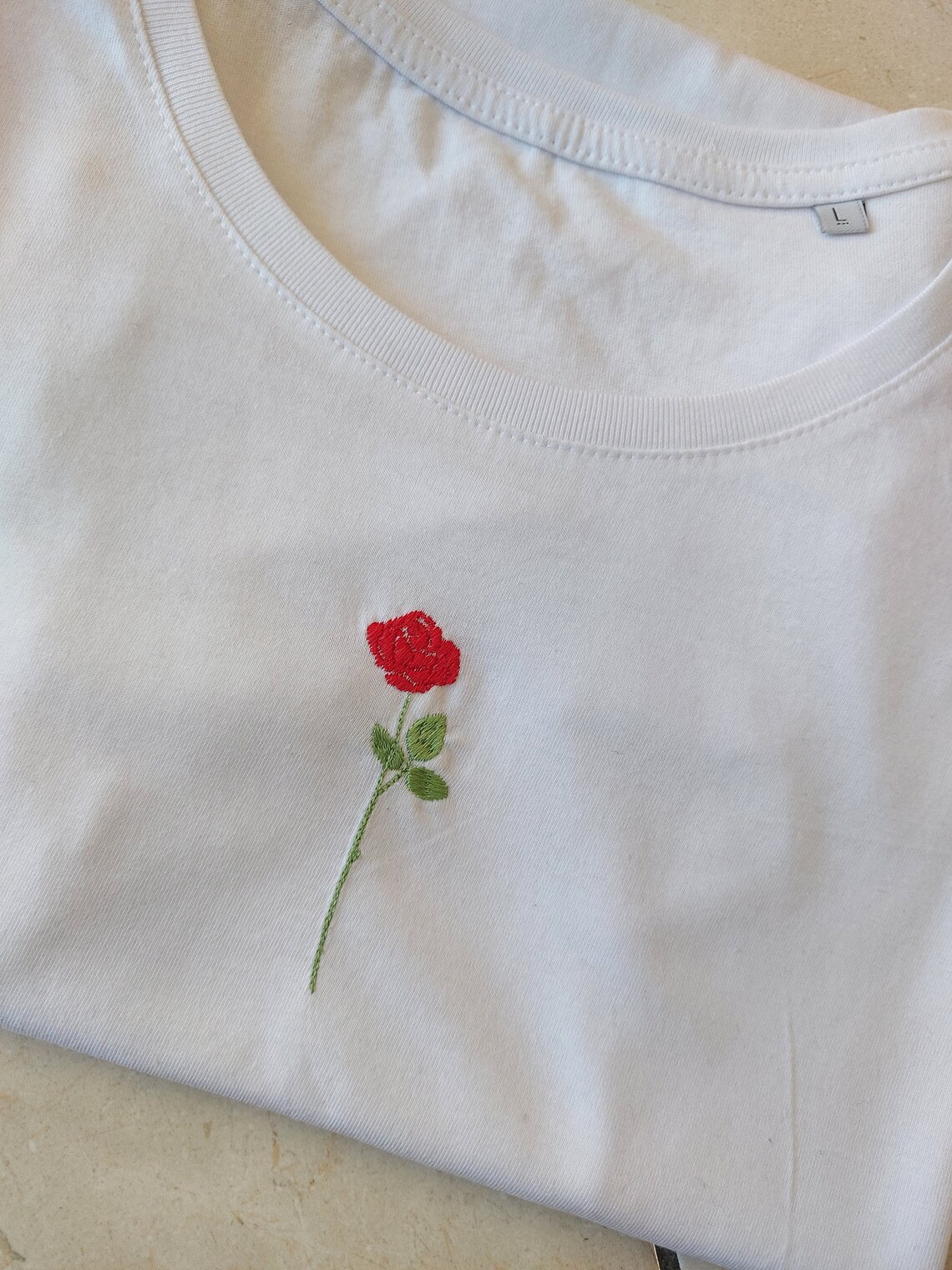 Rose T-shirt, Embroidered Floral T-shirt, Valentine's Day Gift Idea ...
