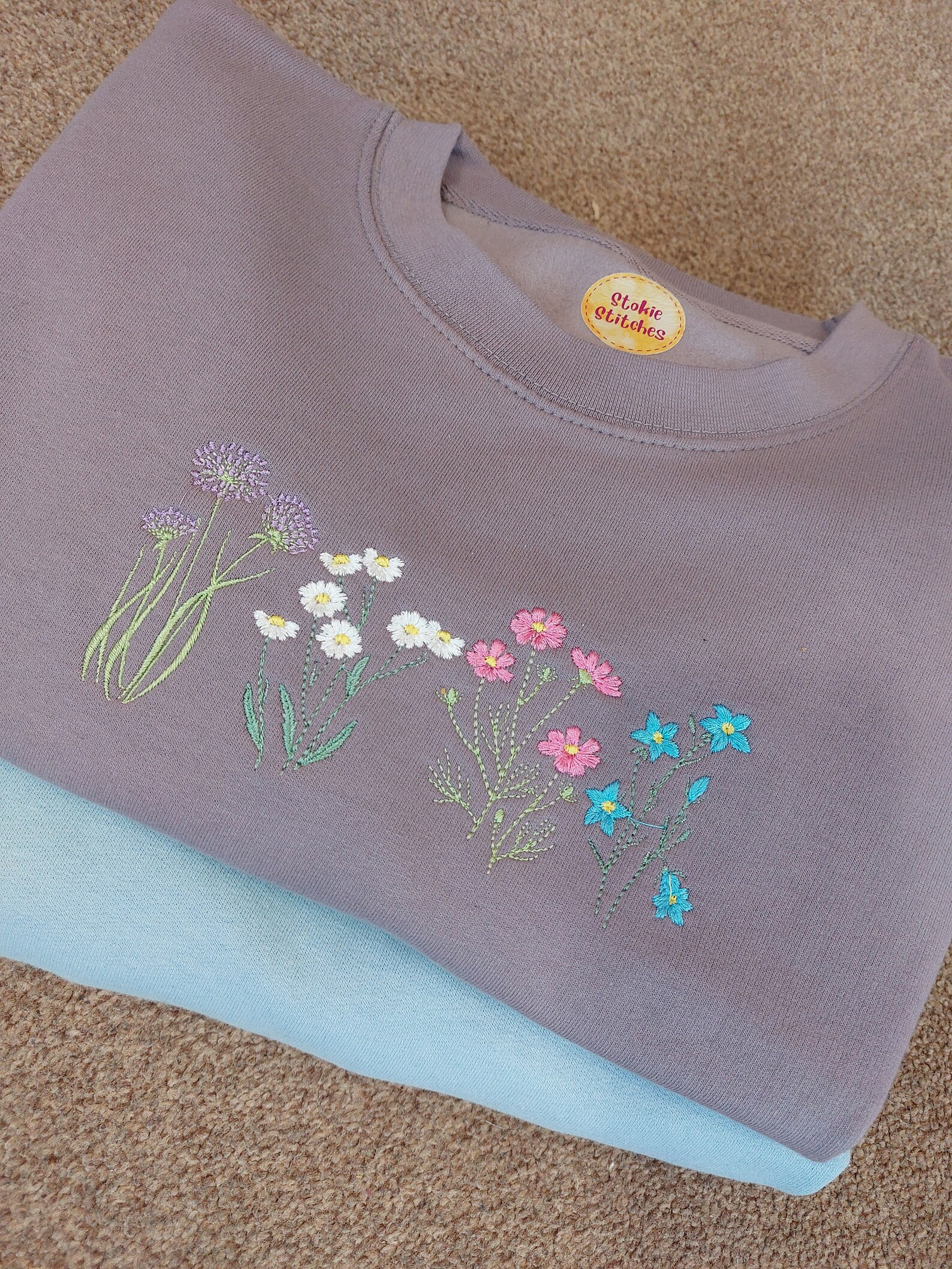 Wildflowers Embroidered Jumper, Spring Sweater, Summer Sweatshirt ...