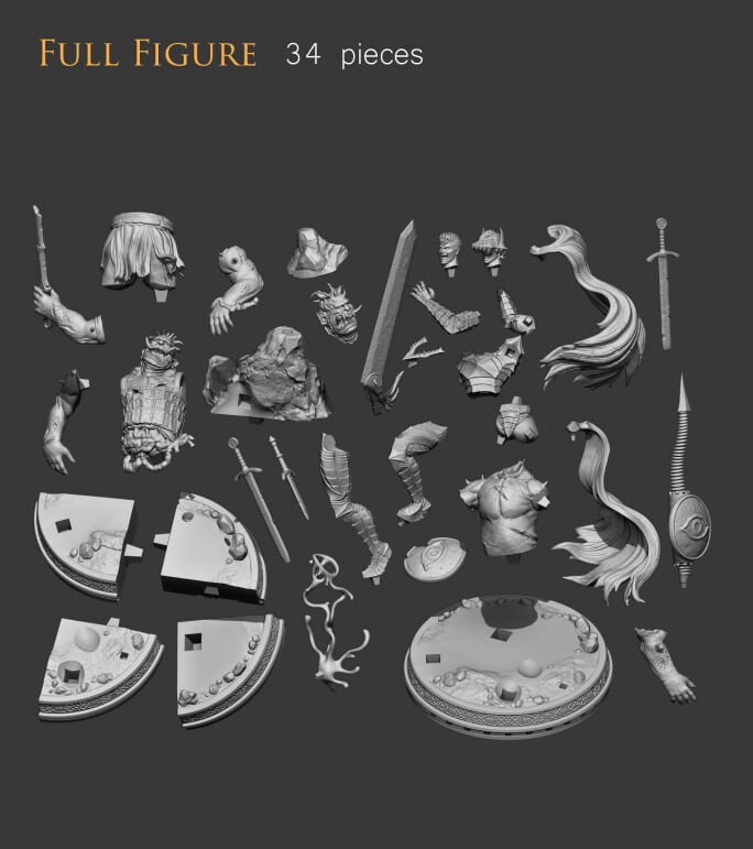 Guts Berserk STL, Guts 3D Model, Guts 3D Print Files, Berserk Diorama ...