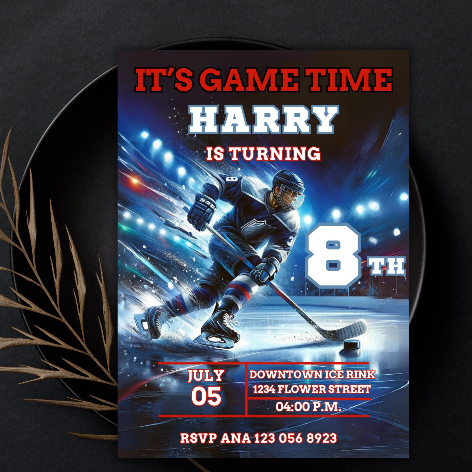 Hockey Birthday Invitation Templates Canva Sports Party Invitation It's ...