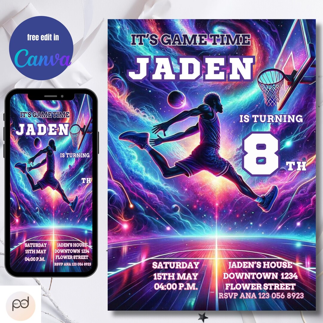 Basketball Birthday Invitation Sports Birthday Invitations Editable Its ...