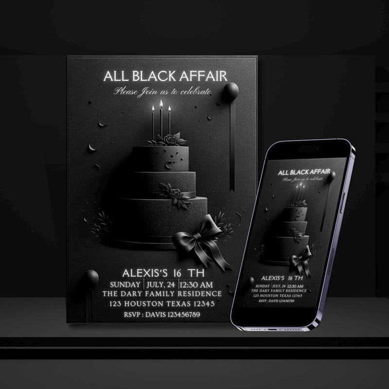 Black Invitation - Etsy