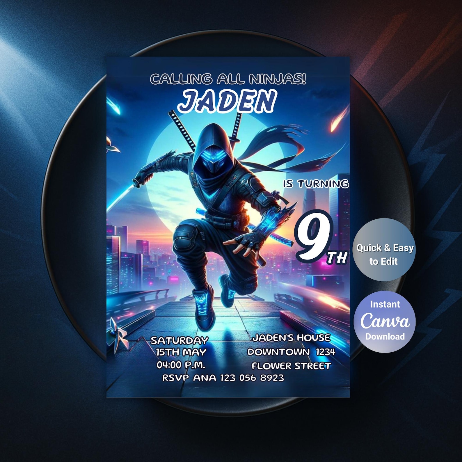 Ninja Birthday Invitation, Ninja Invitation Template Customization ...