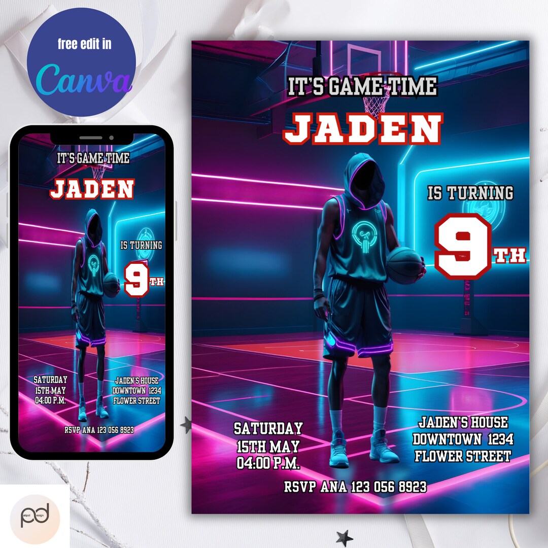 Basketball Birthday Invitation Sports Birthday Invitations Editable Its ...