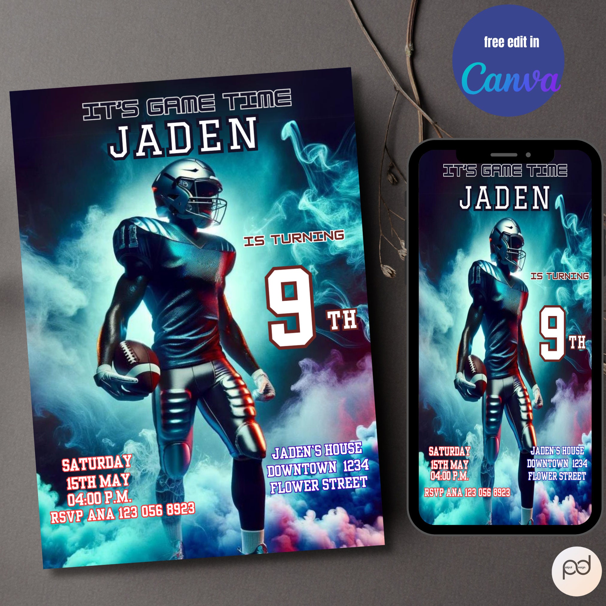 Football Birthday Invitation Sports Invitation Football Birthday ...