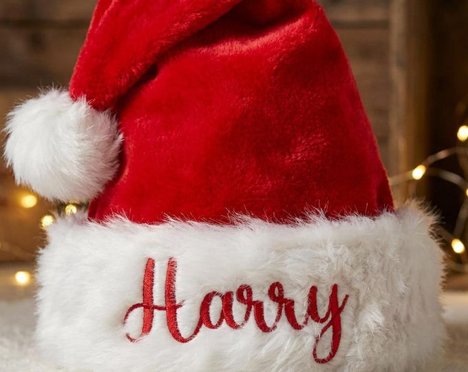 Personalized Embroidered Santa Hat, Custom Christmas Cap, Holiday Party ...