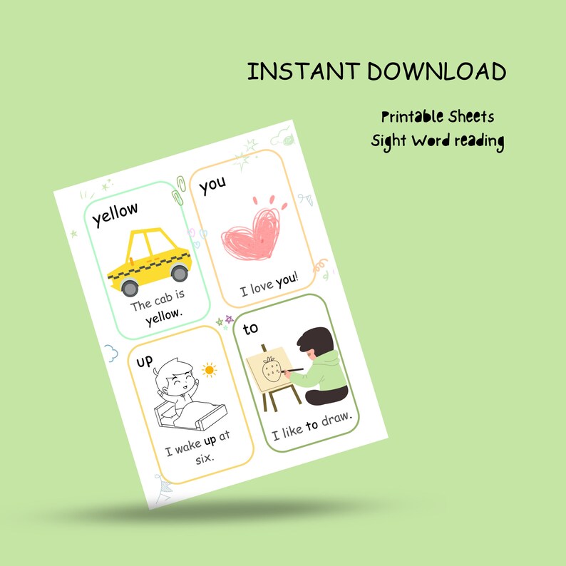 Sight Word Printable Worksheets Early Reader Phonics Exercise Preschool ...