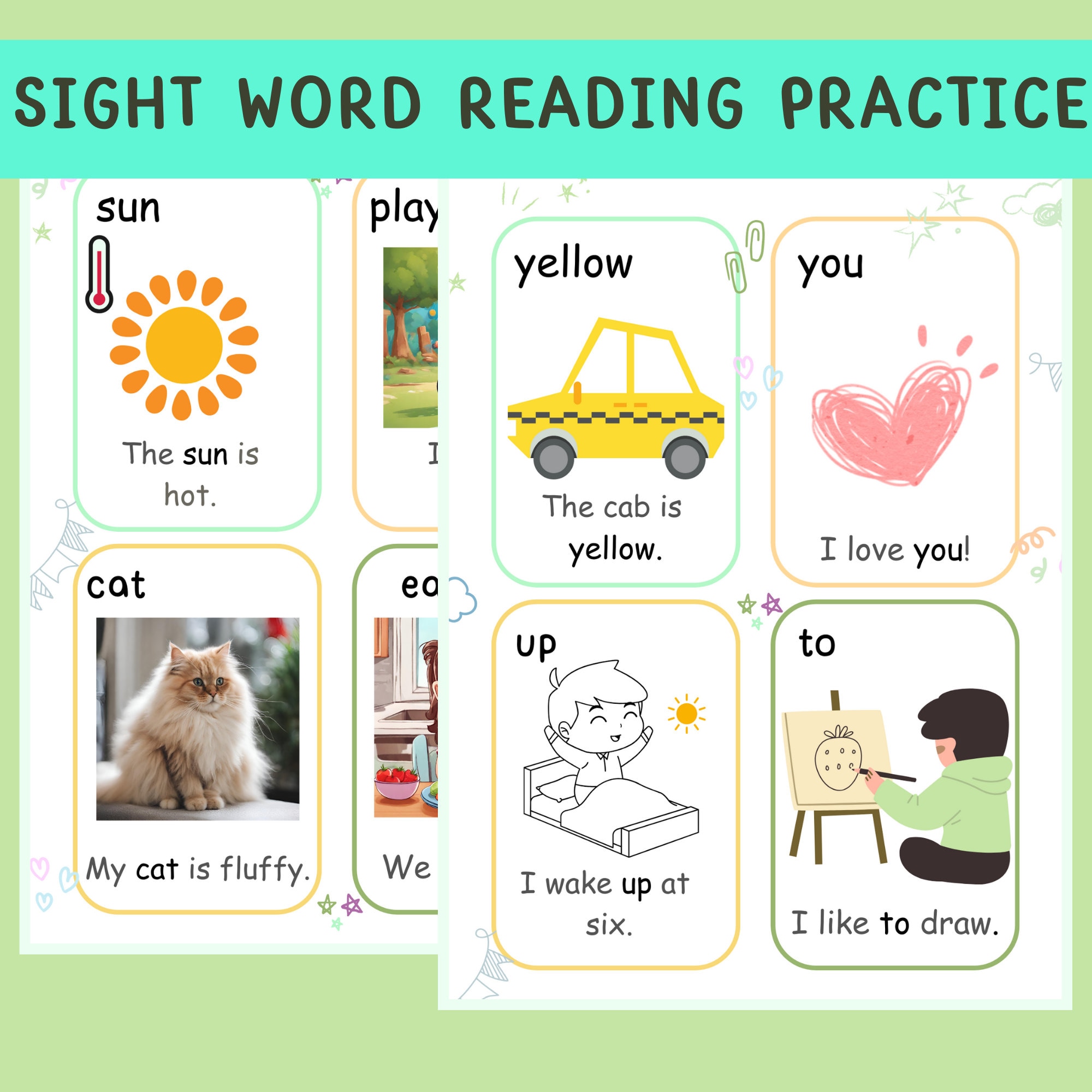 Sight Word Printable Worksheets Early Reader Phonics Exercise Preschool ...