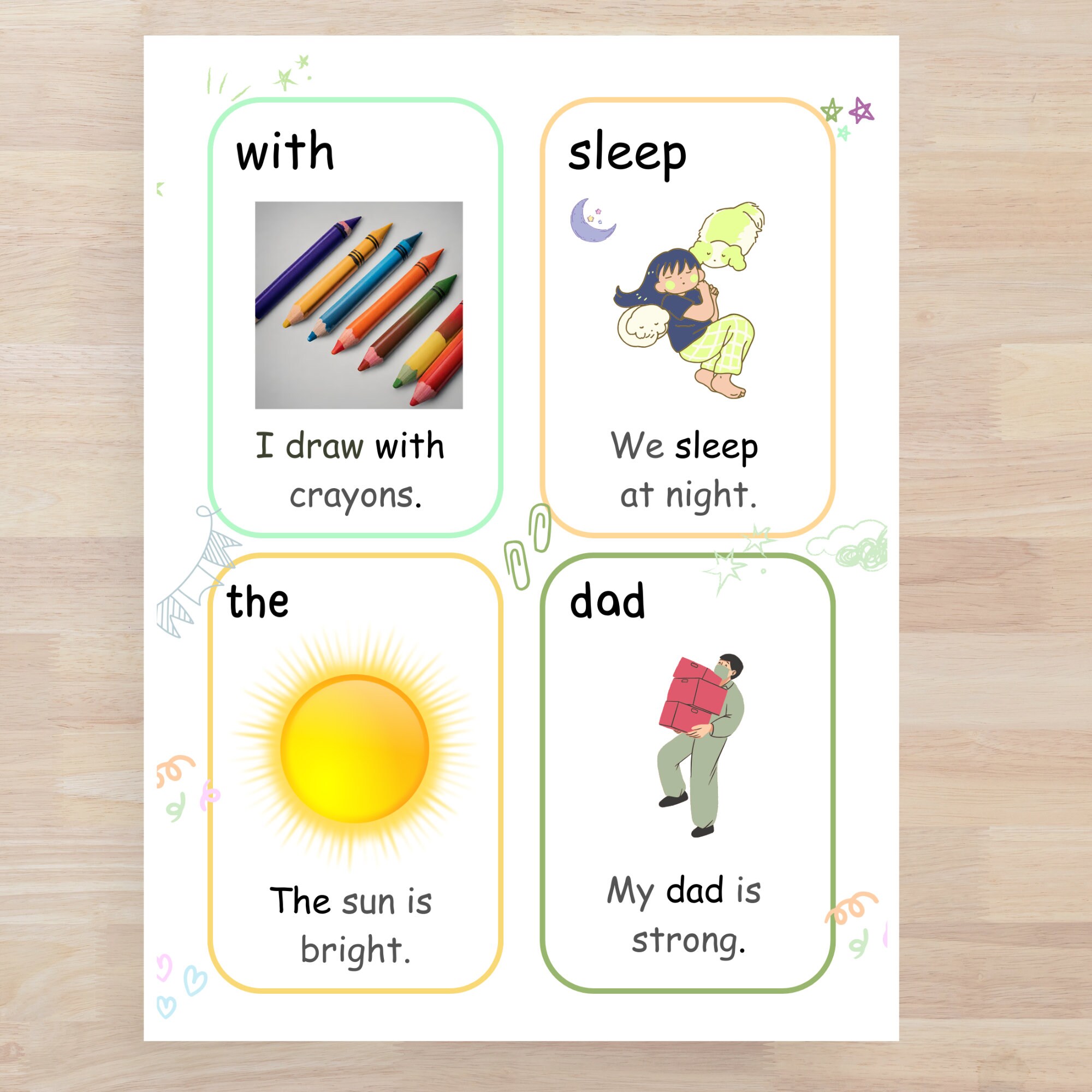 Sight Word Printable Worksheets Early Reader Phonics Exercise Preschool ...