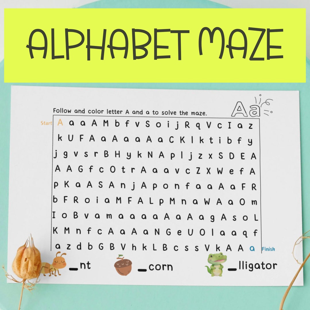 ABC Maze for Kids Alphabet Printable Educational Letter Recognition ...