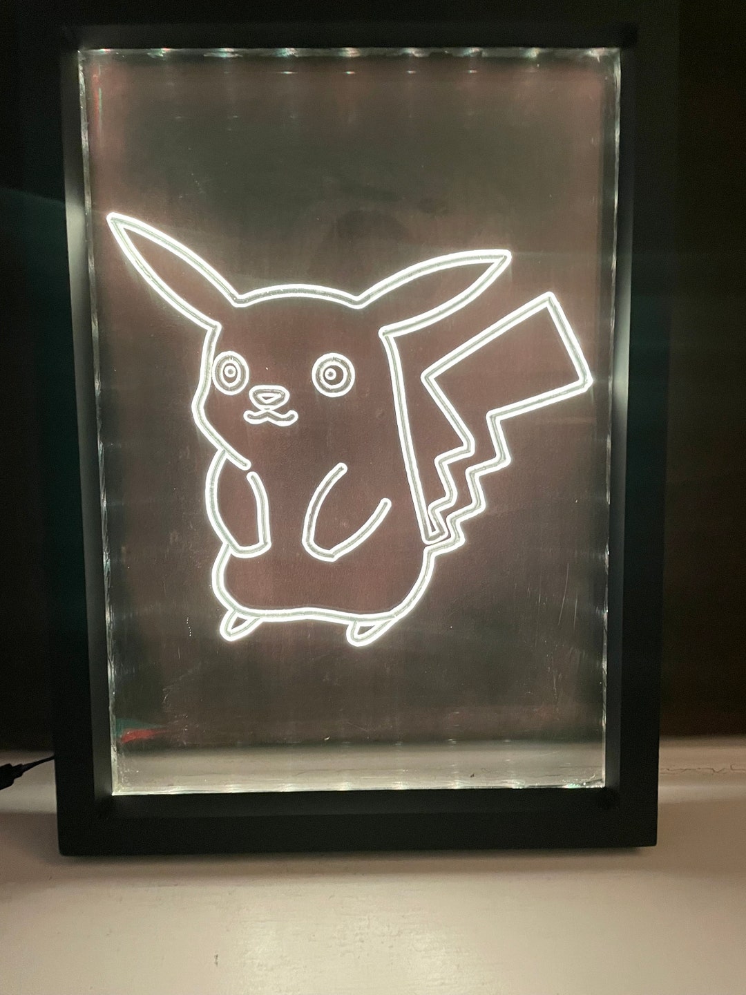 Pokémon Pikachu Letrero de neón LED acrílico grabado con marco de ...