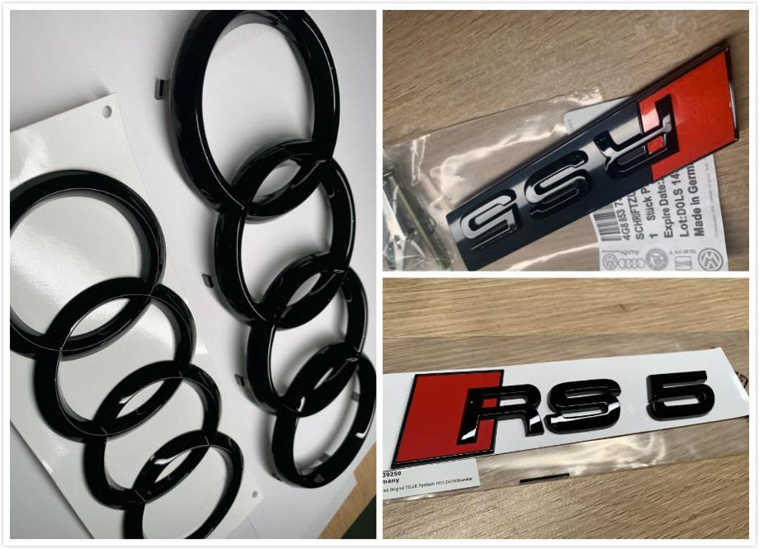 Gloss Black Ring Badge Emblem Set for AUDI RS5 Coupe Sportback - Etsy