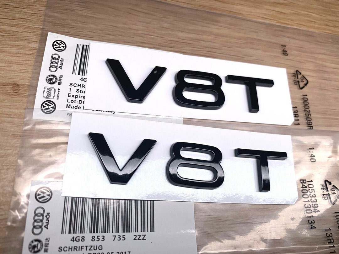 OEM Side / Rear V8T Gloss / Matte Black Badge Sticker for AUDI A4 A5 A6 ...