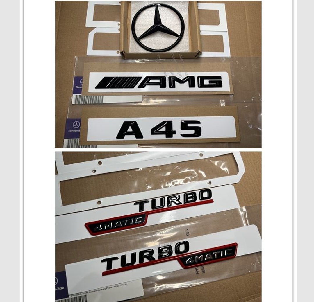 OEM Gloss Black / Matte Black Red A45 / AMG Star Turbo 4matic Badge ...