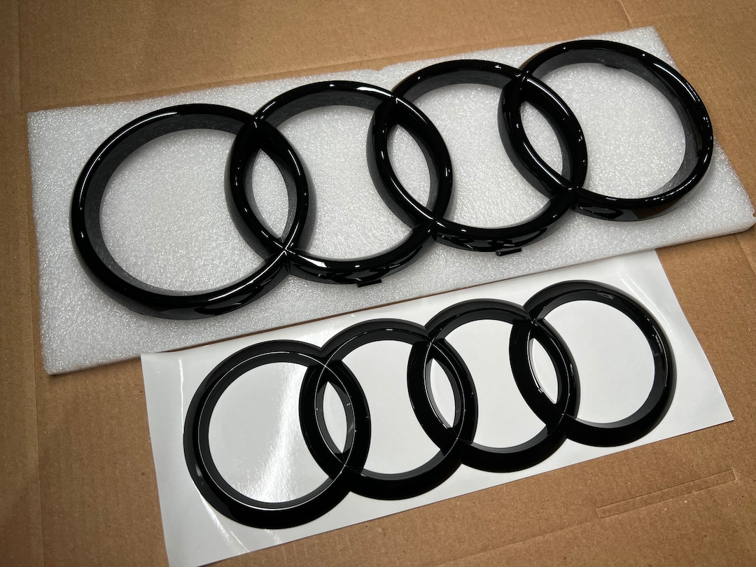 Audi High Temperature Front / Rear Gloss / Matte Black Ring Emblem ...