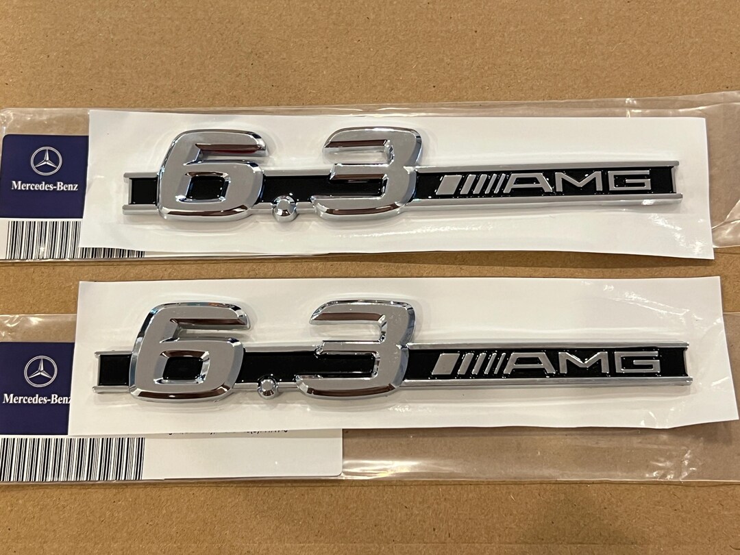 Black Chrome 6.3 AMG Side Badge Emblem Sticker Set for BENZ C63 W212 ...