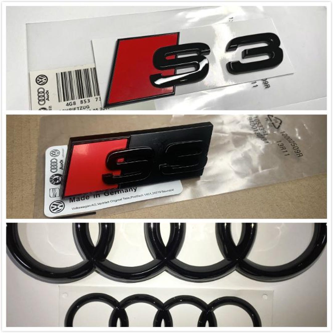 Audi S3 Gloss Black Emblem Set: Front & Rear Ring Grille Badges - Etsy