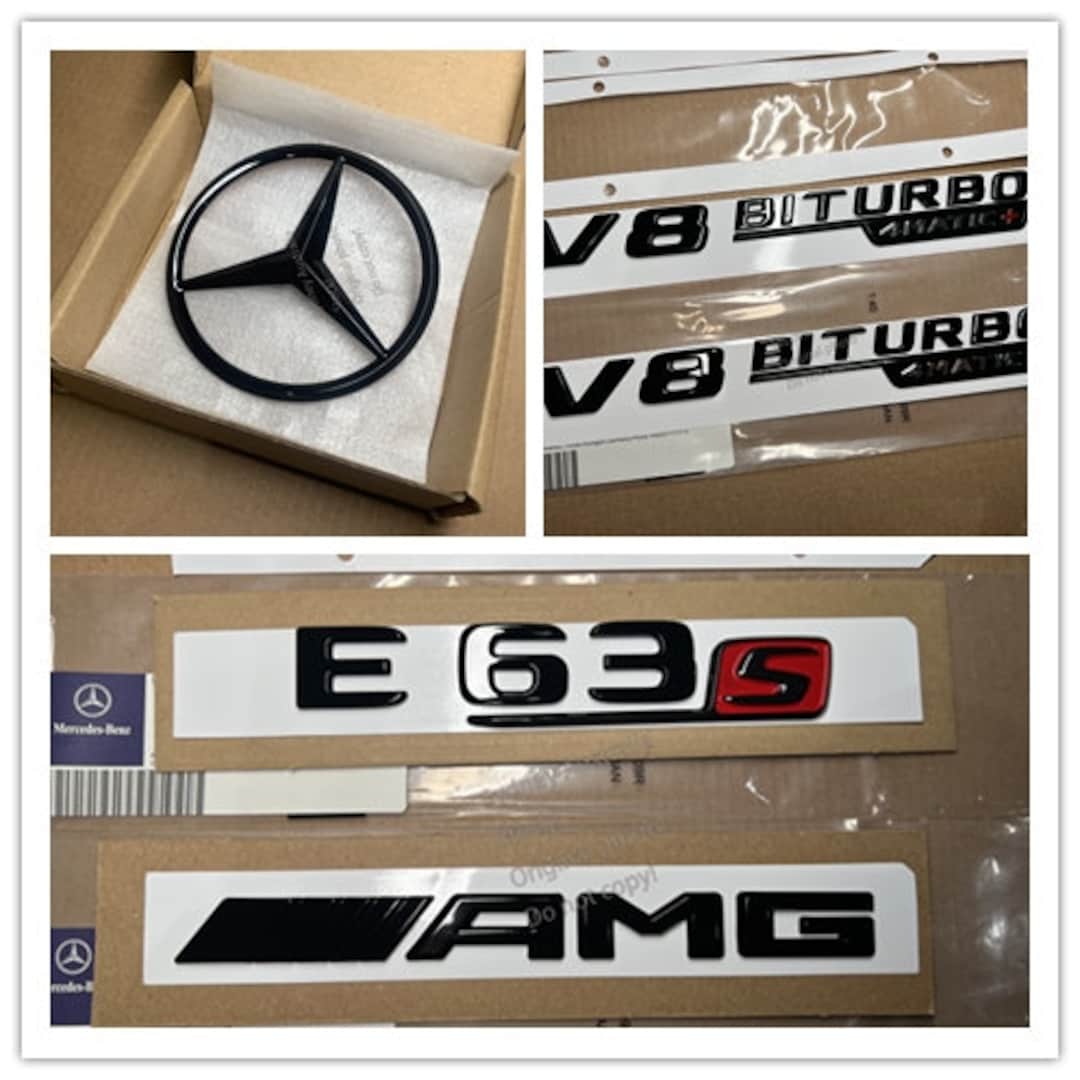 OEM Gloss Black / Matte Black Red E63s V8 Biturbo 4matic+ AMG Star ...