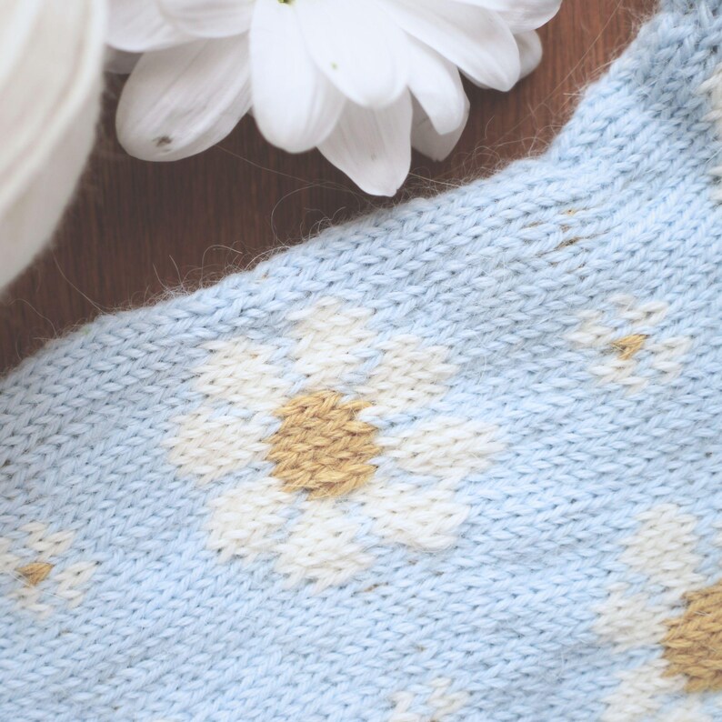 Daisy Floral Sock Knitting Pattern - Colorwork Cute Sock Pdf Pattern ...