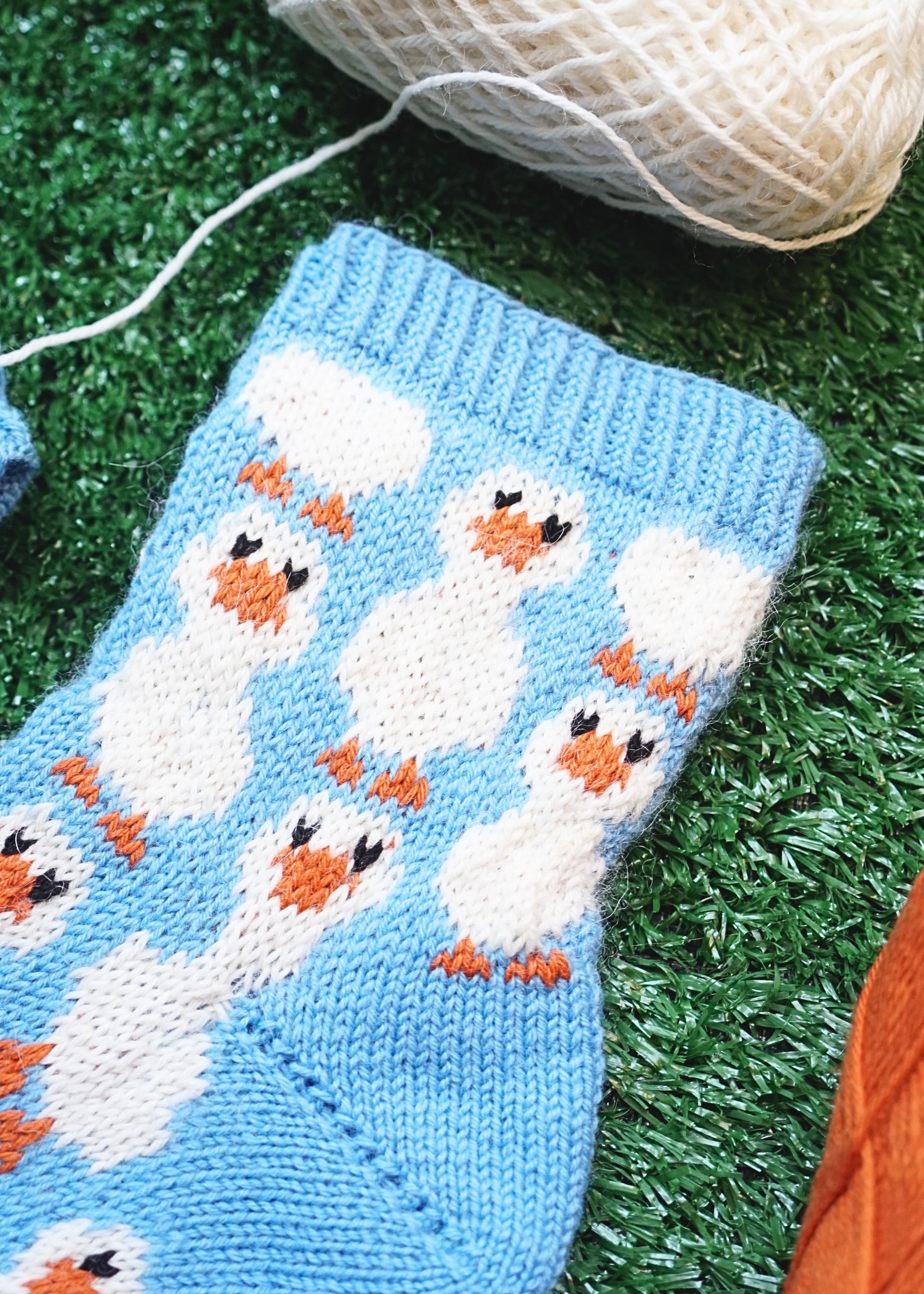 Springtime Goose Socks Knitting Pattern – Whimsical Spring Colorwork ...