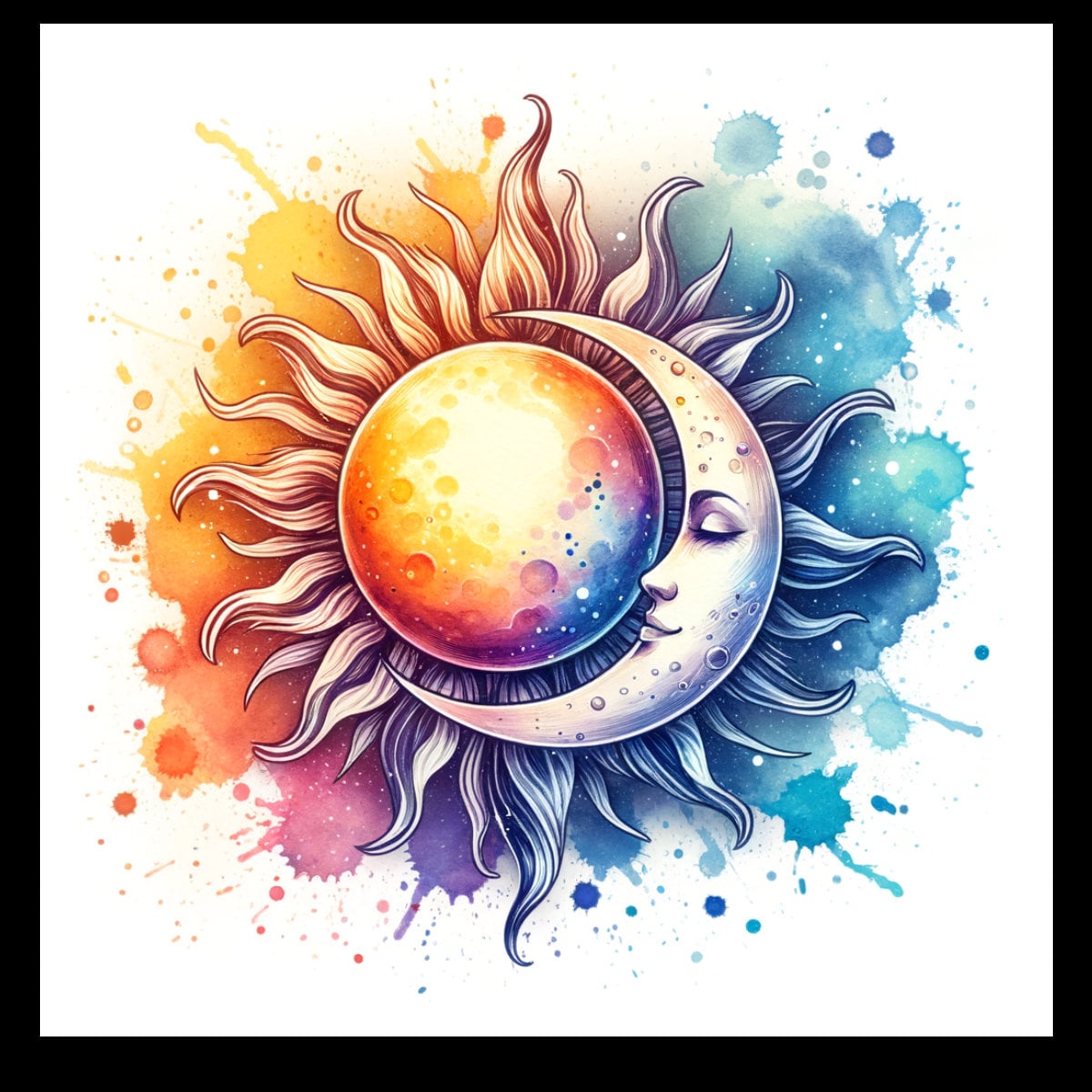 CLIPART Sun & Moon Bundle 3 Images Watercolors Pngs Design Download ...
