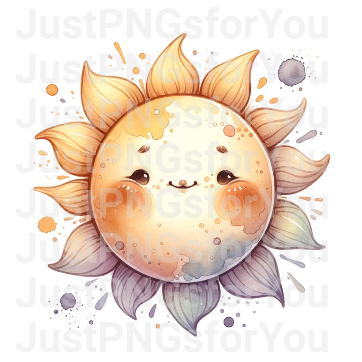 CLIPART - Sun & Moon Bundle (3 Images) - Watercolors - Pngs - Design ...