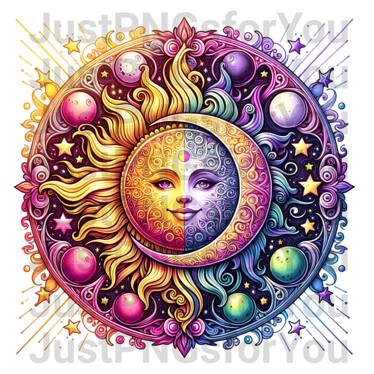 CLIPART - Sun & Moon Bundle (2 Images) - Pngs - Design Download ...