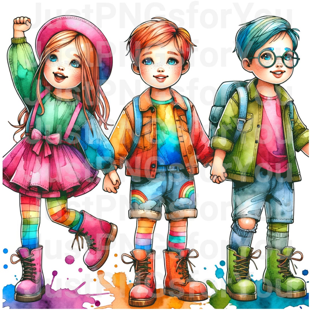 CLIPART - Kids Playing - Kids - Children - Quirky - (2 Images ...