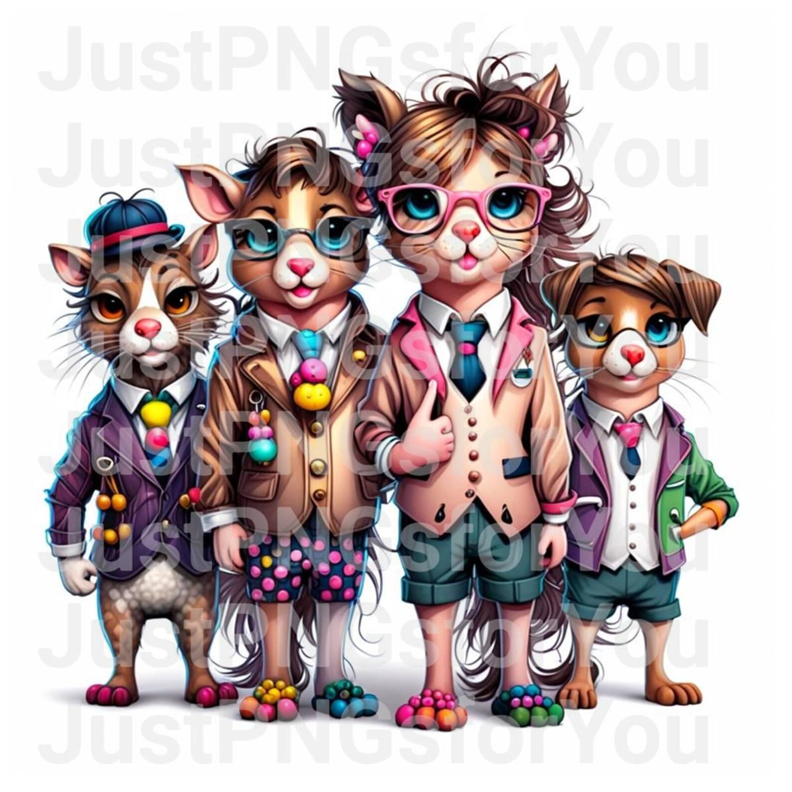 CLIPART - Preppy Animal Bundle (3 Images) - Glasses - Animals - Dog ...