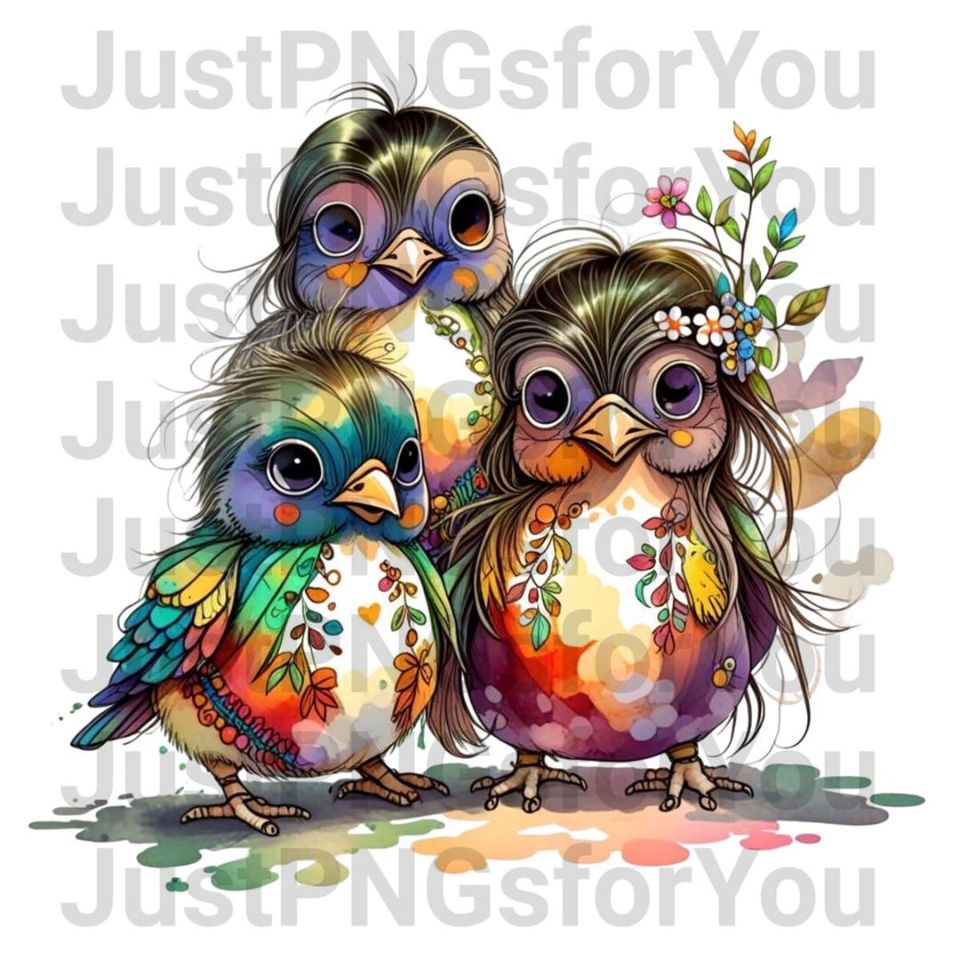 CLIPART - Birds - (3 Images) - Hippie - Hippy - Birds - Image Download ...