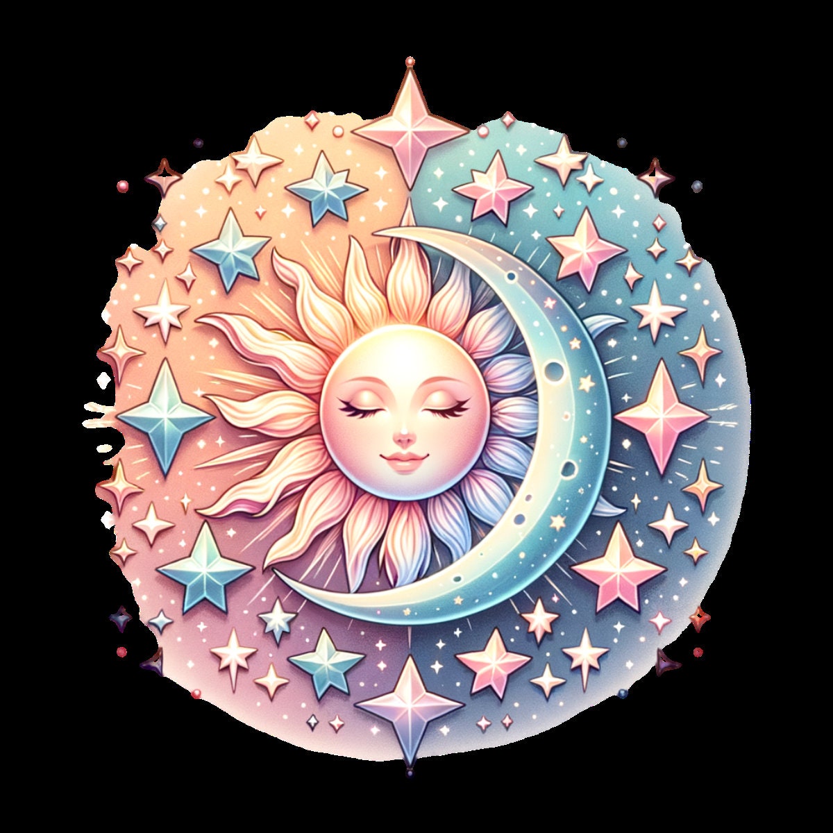 CLIPART Sun & Moon Bundle 2 Images Pngs Design Download Digital ...