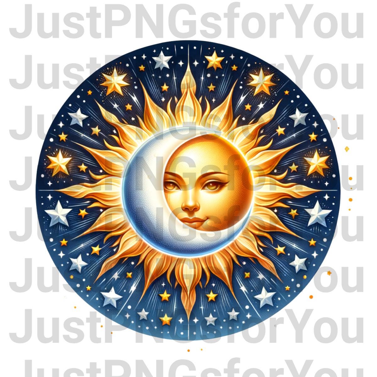 CLIPART Sun & Moon Bundle 3 Images Pngs Design Download Digital ...