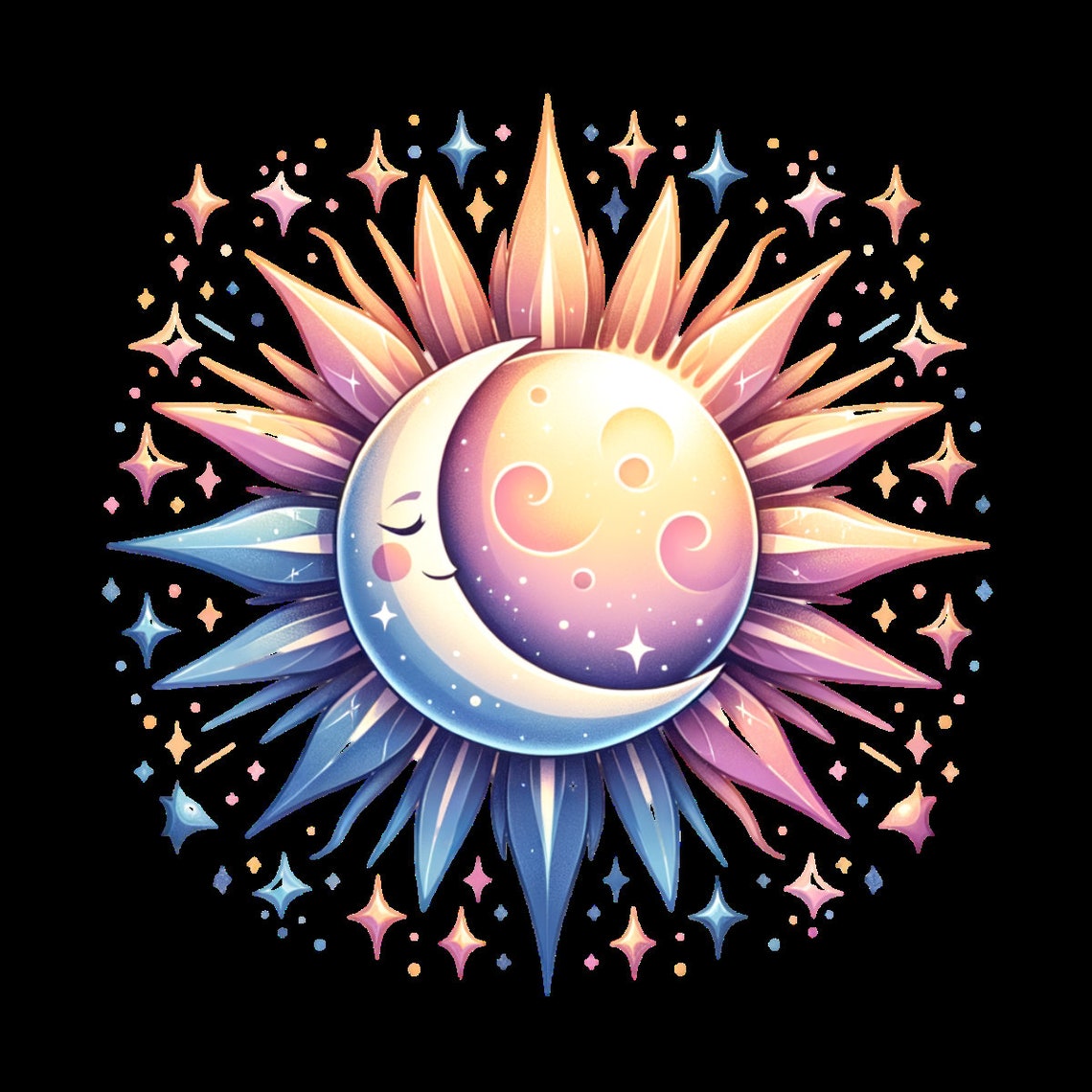 CLIPART Sun & Moon Bundle 2 Images Pngs Design Download Digital ...
