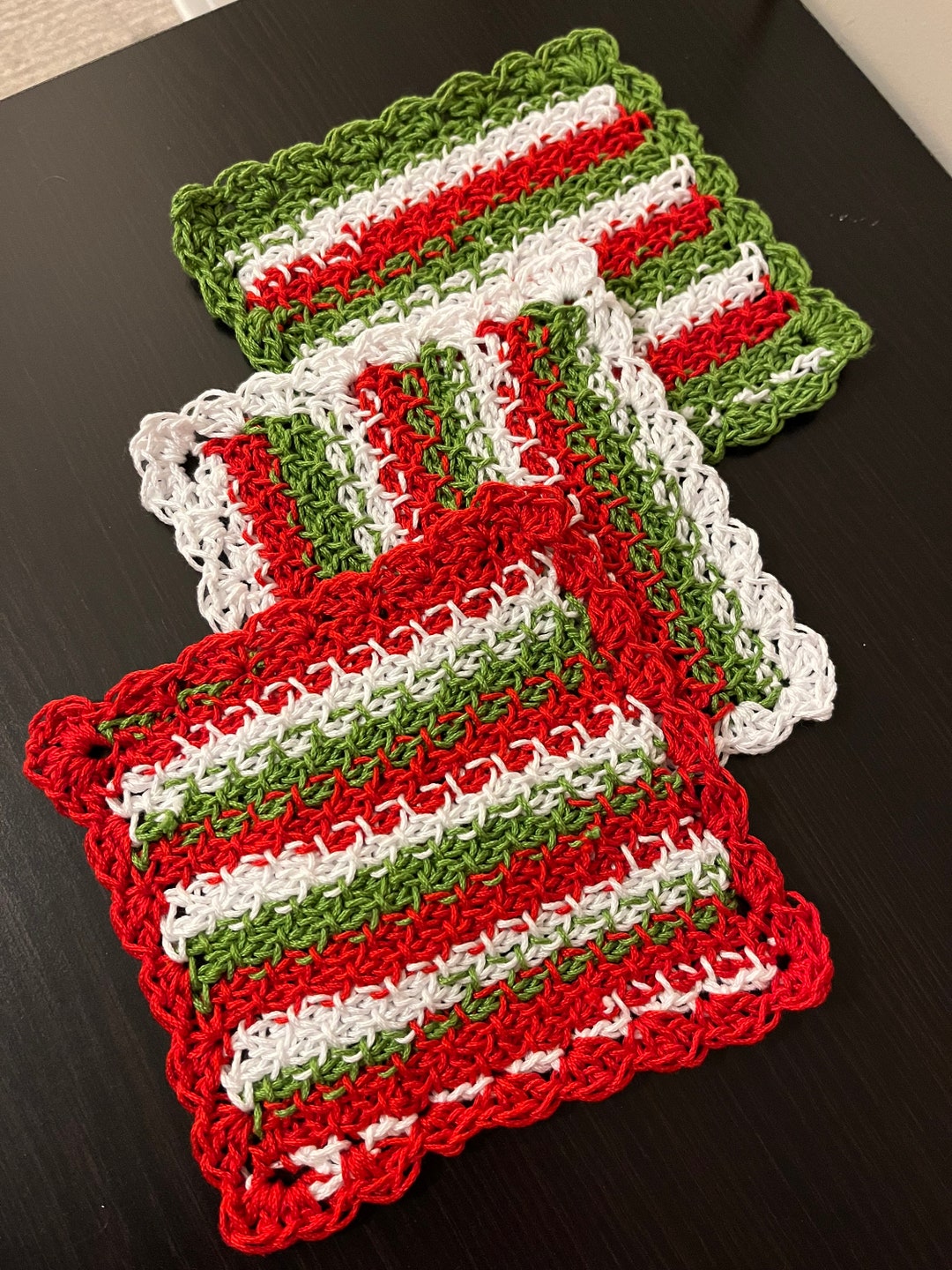Christmas Stripes Mini Washcloth - Etsy