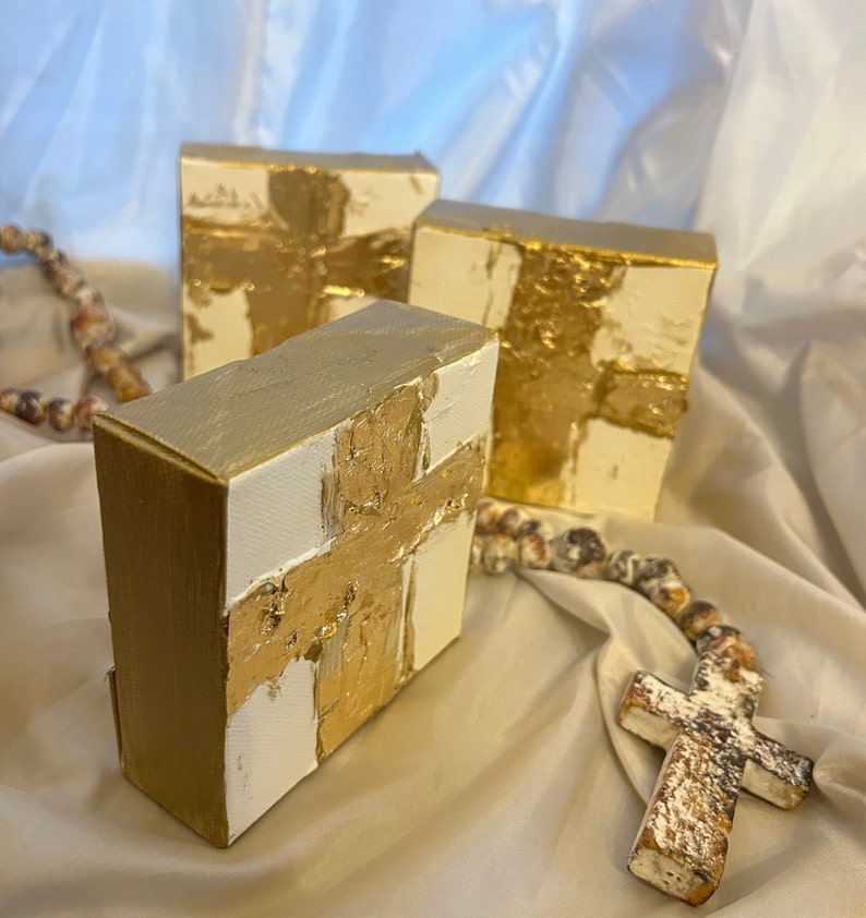 Gold Mini Cross Painting - Etsy
