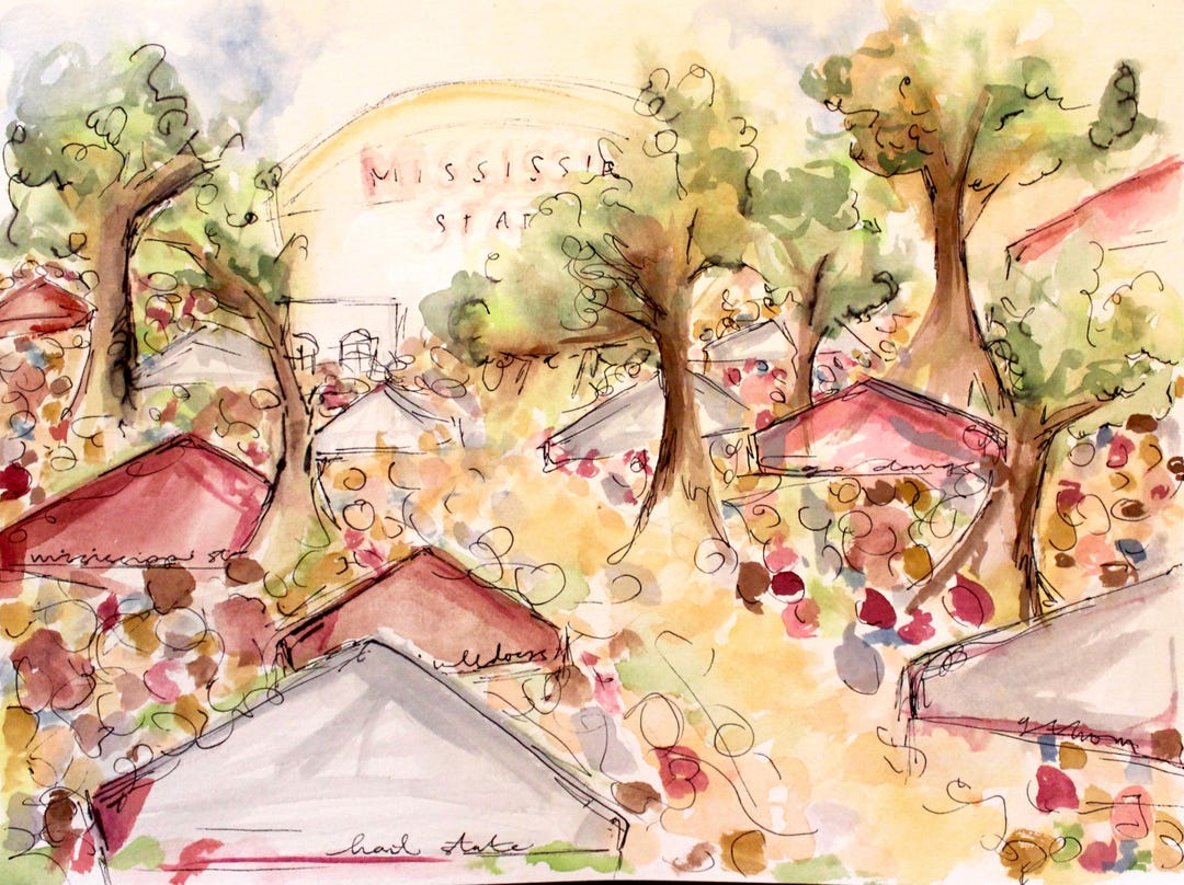 Mississippi State "the Junction" Watercolor - Etsy