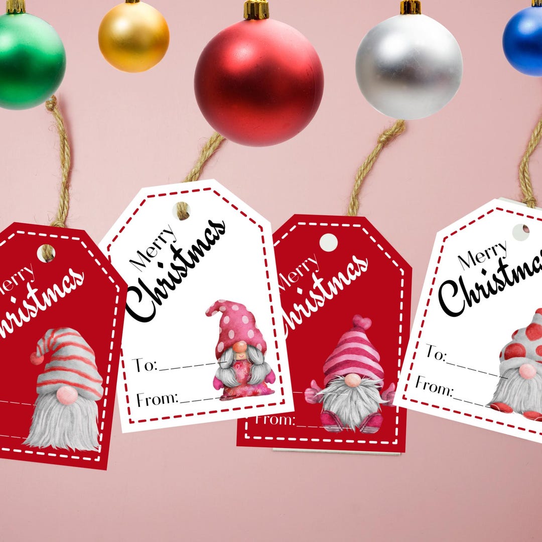 Christmas Gnomes Printable Gift Tags, 4 Designs, Instant Download - Etsy