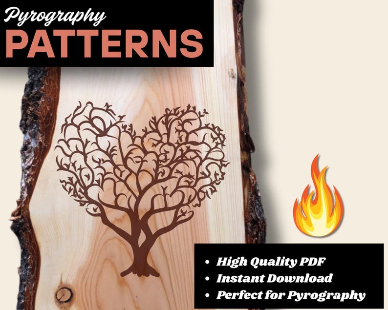 Pyrography Template, Tree Pattern for Wood Burning Art - Etsy