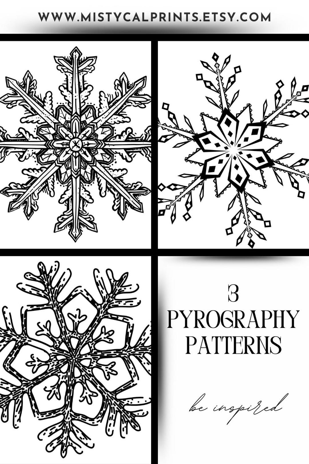 Snowflakes Pyrography Template Bundle, Patterns for Wood Burning Art - Etsy