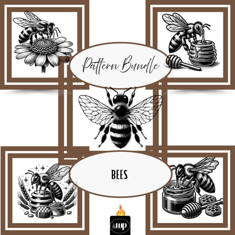 Pyrography Template Bundle, 5 Bee Patterns Wood Burning Art - Etsy