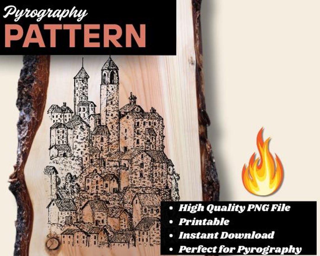 Pyrography Template, Ancient Castle Pattern for Wood Burning Art - Etsy