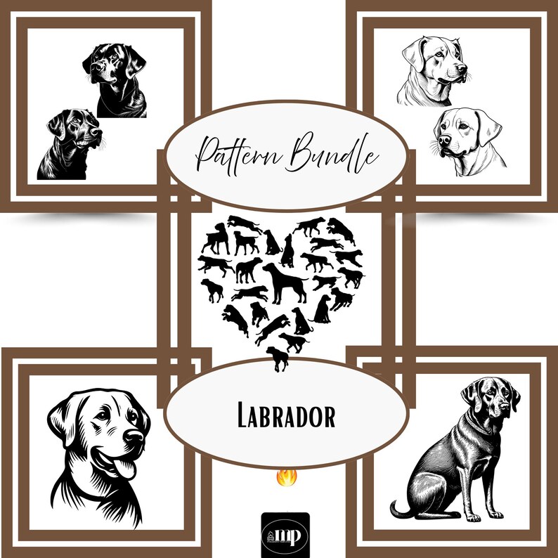 Labrador Dog Pyrography Template Bundle, Patterns for Wood Burning Art ...