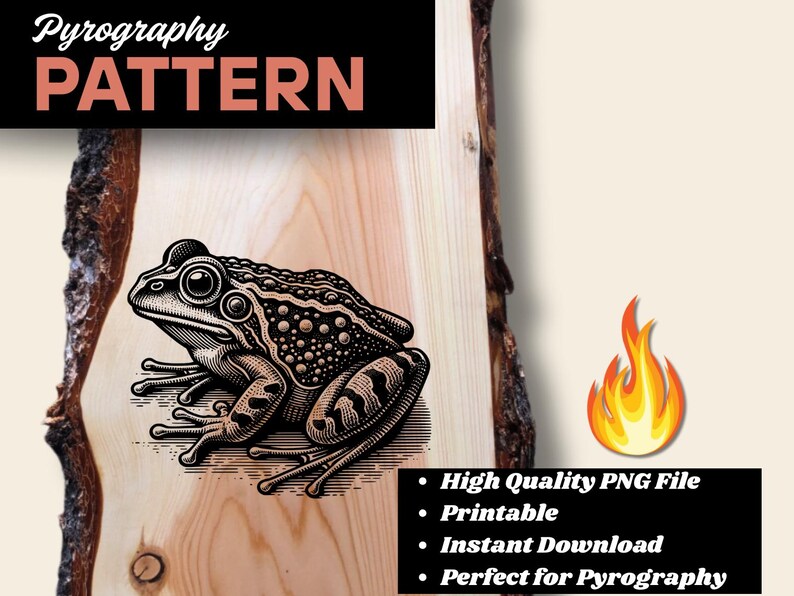Bull-frog Pyrography Template,traceable Template, Frog Pattern for Wood ...