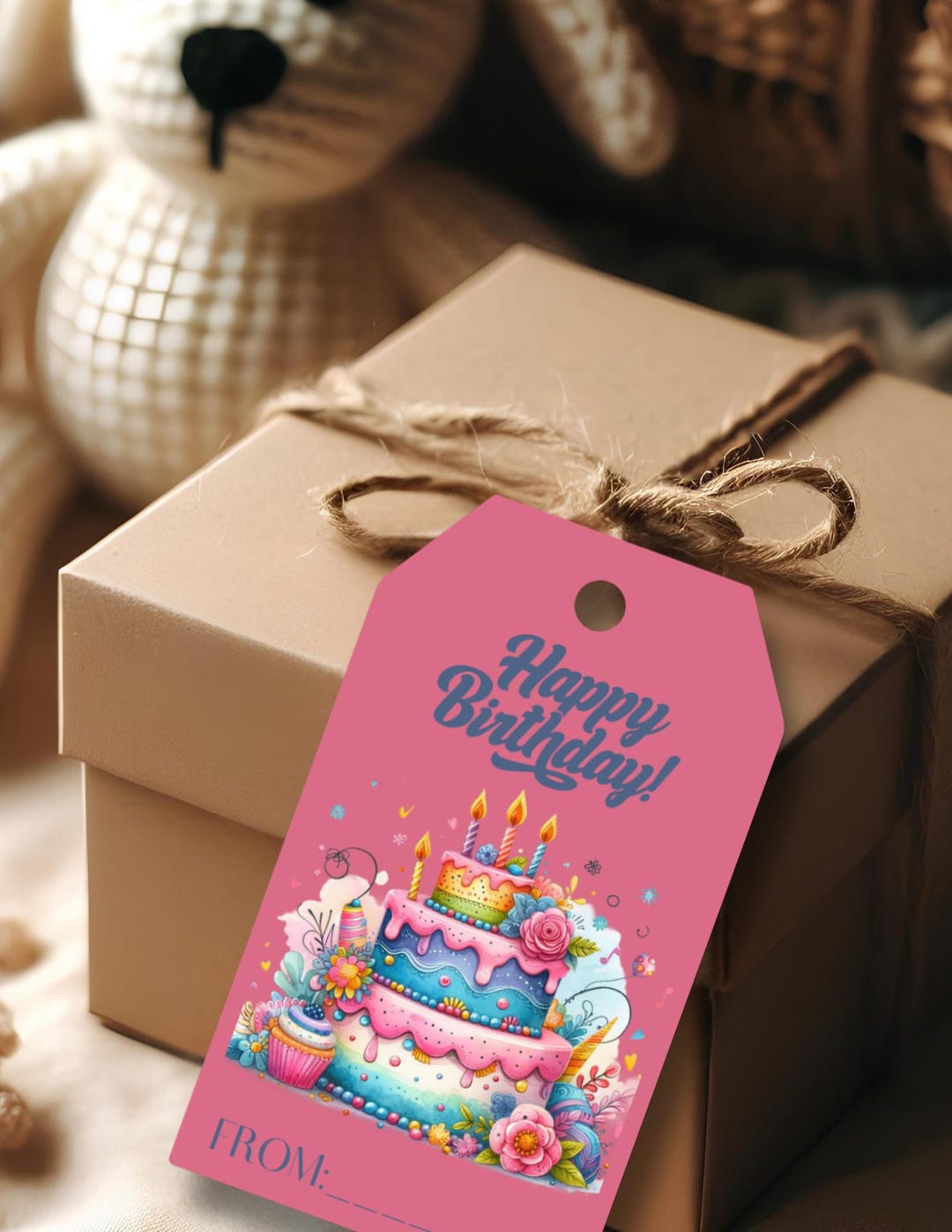 Colorful Birthday Cake Printable Gift Tags, Instant Download - Etsy