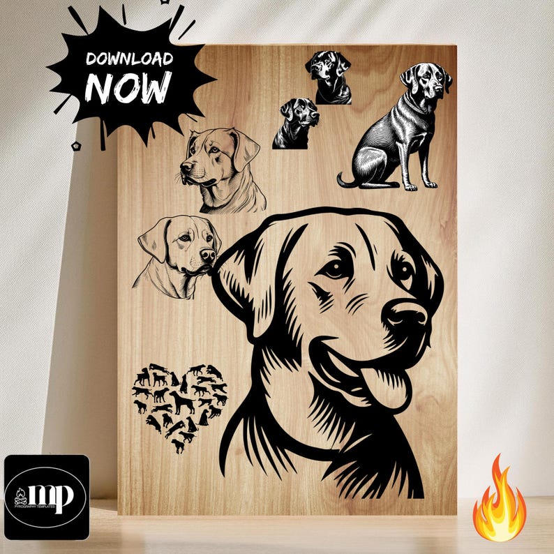 Labrador Dog Pyrography Template Bundle, Patterns for Wood Burning Art ...