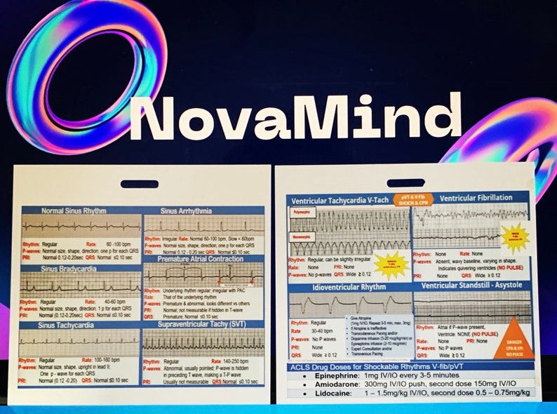 Hero's Ecg Ekg Analysis Quick Reference Badge Cards Use With Clip, Reel ...