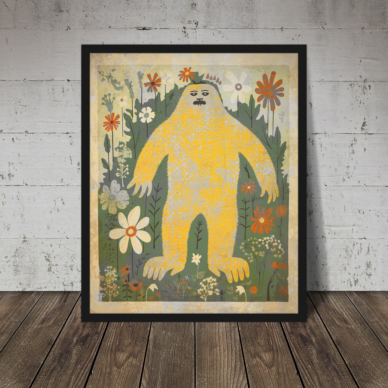 BIGFOOT POSTER, Retro SASQUATCH Wall Art, Cryptid Yeti Art Print ...