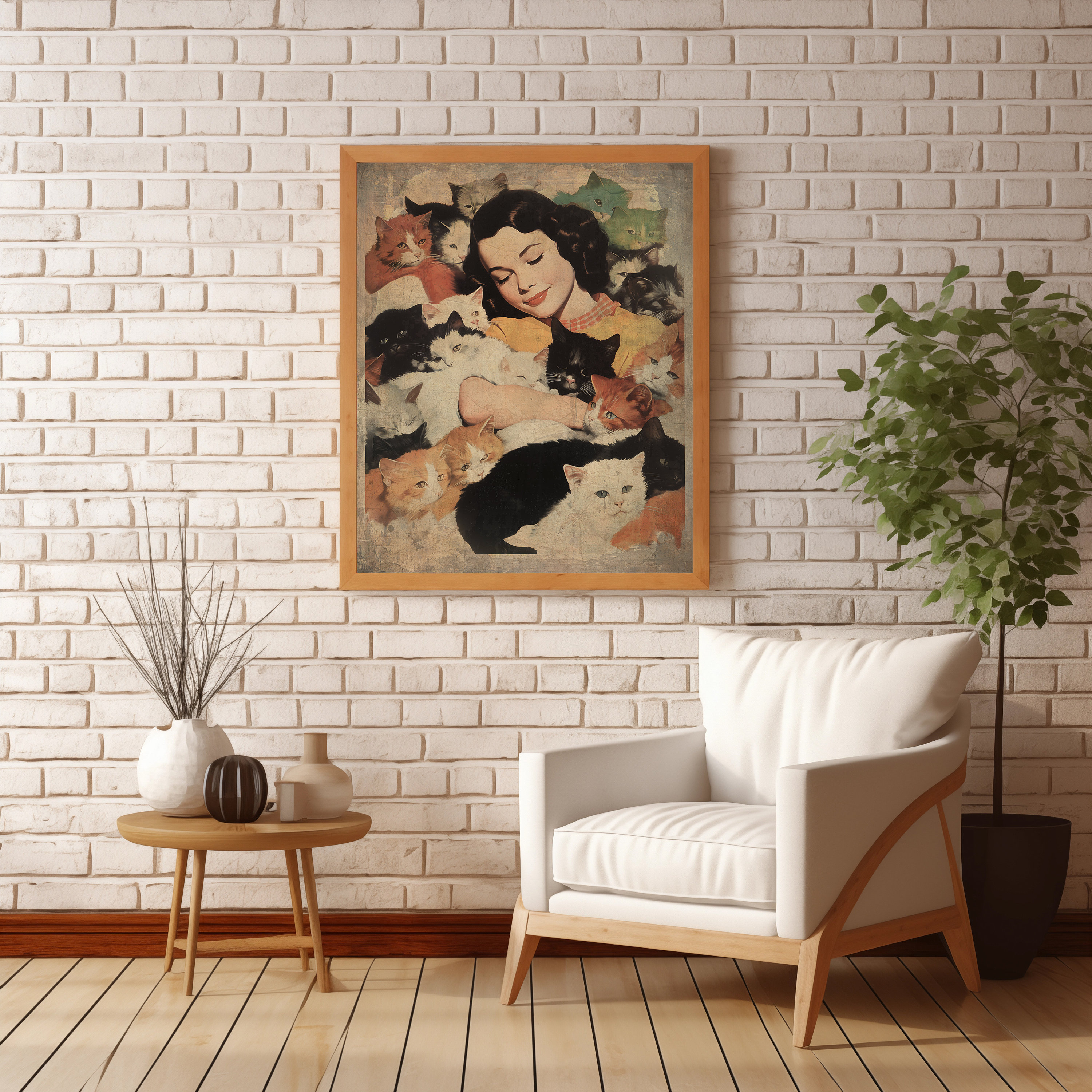 CAT LADY Poster, Cat Nap Wall Art, Cat Lover Decor, Pop Art Retro Cat ...